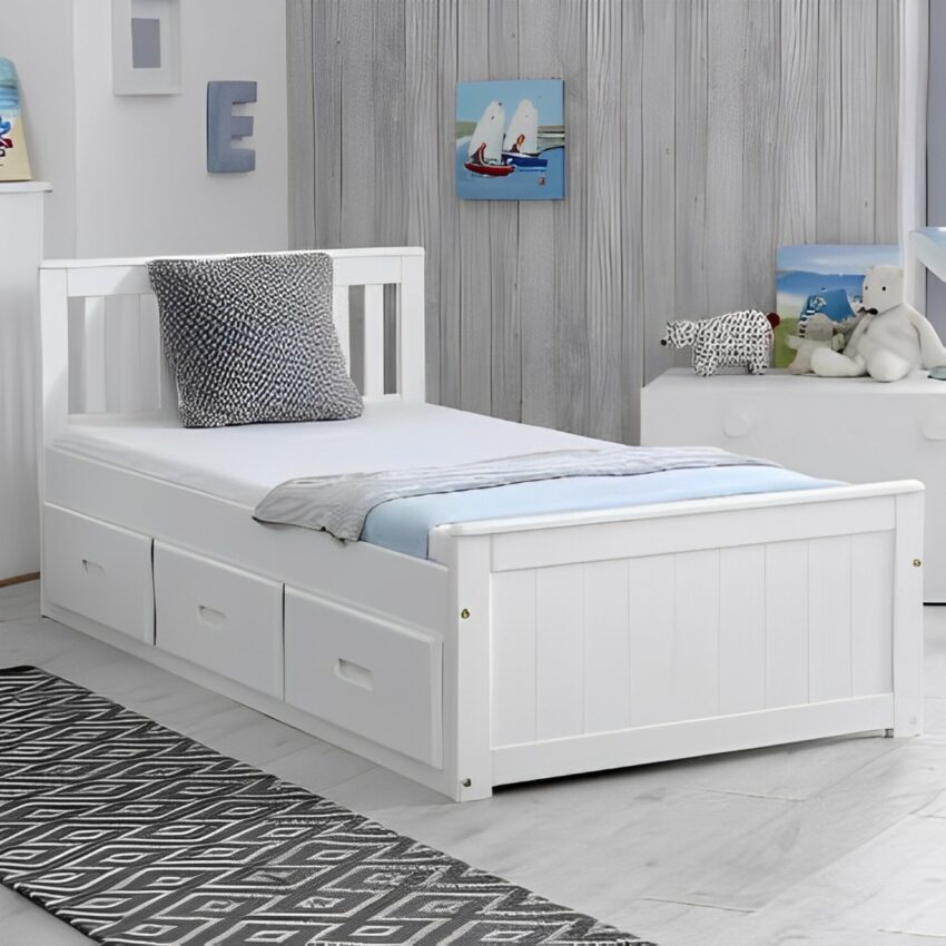 Modern Single Bed with Storage Drawers - The Kids Collection Furniture
