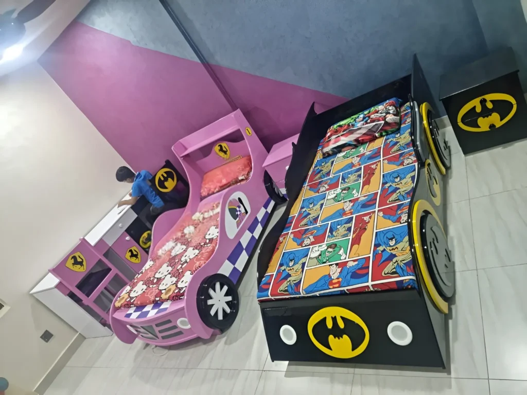 2 Kids Bedroom Setup | Batman & Ferrari Theme Furniture